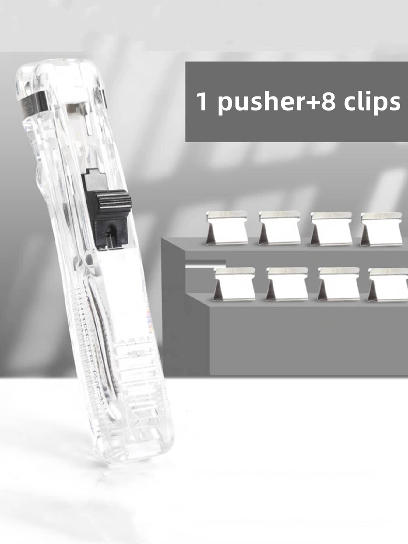 1pc Transparent Clamp Stapler With 1box Push Clip Replacement Staple ...