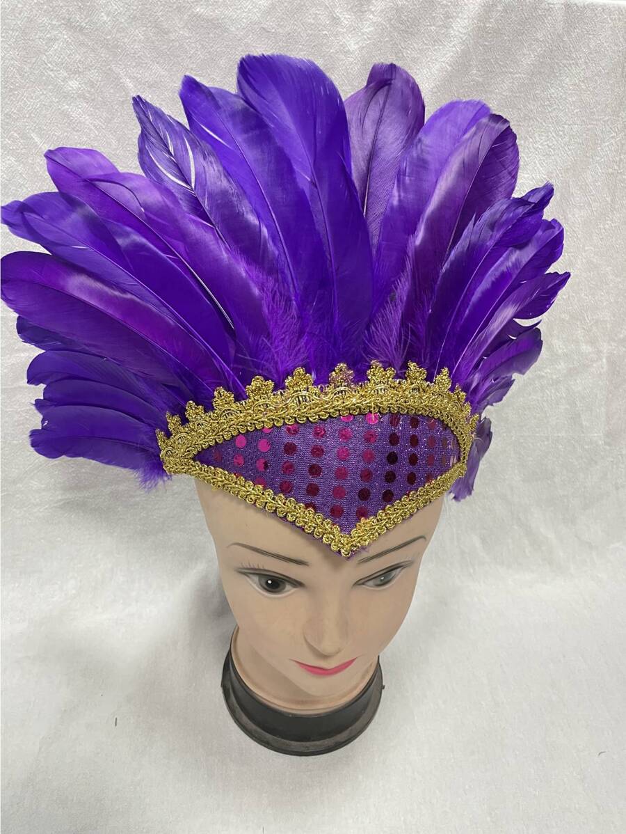 Festival Party Dance Performance Feather Headdress, Wild Man Headgear ...