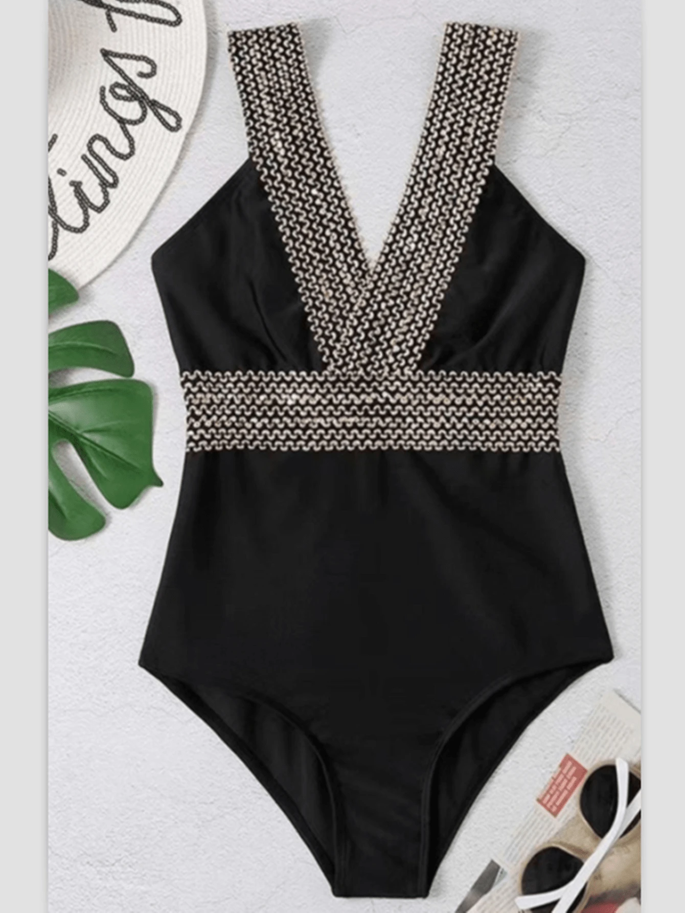 2023 Europe And America Sexy V-neck Tight-fitting One-piece Swimsuit ...