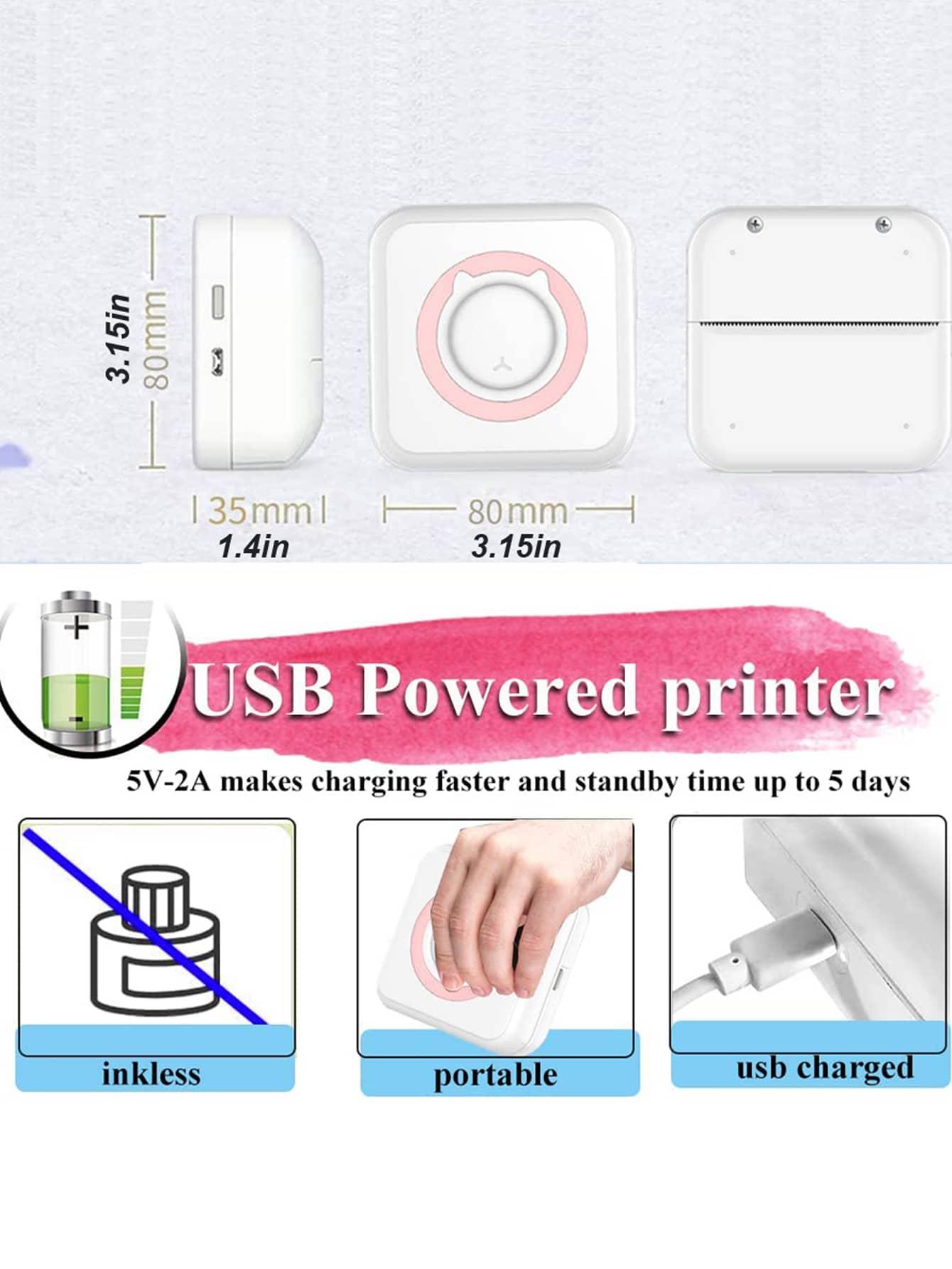 Mini Thermisch Printers , Draagbaar Inktloos Foto Printers , Geschikt ...