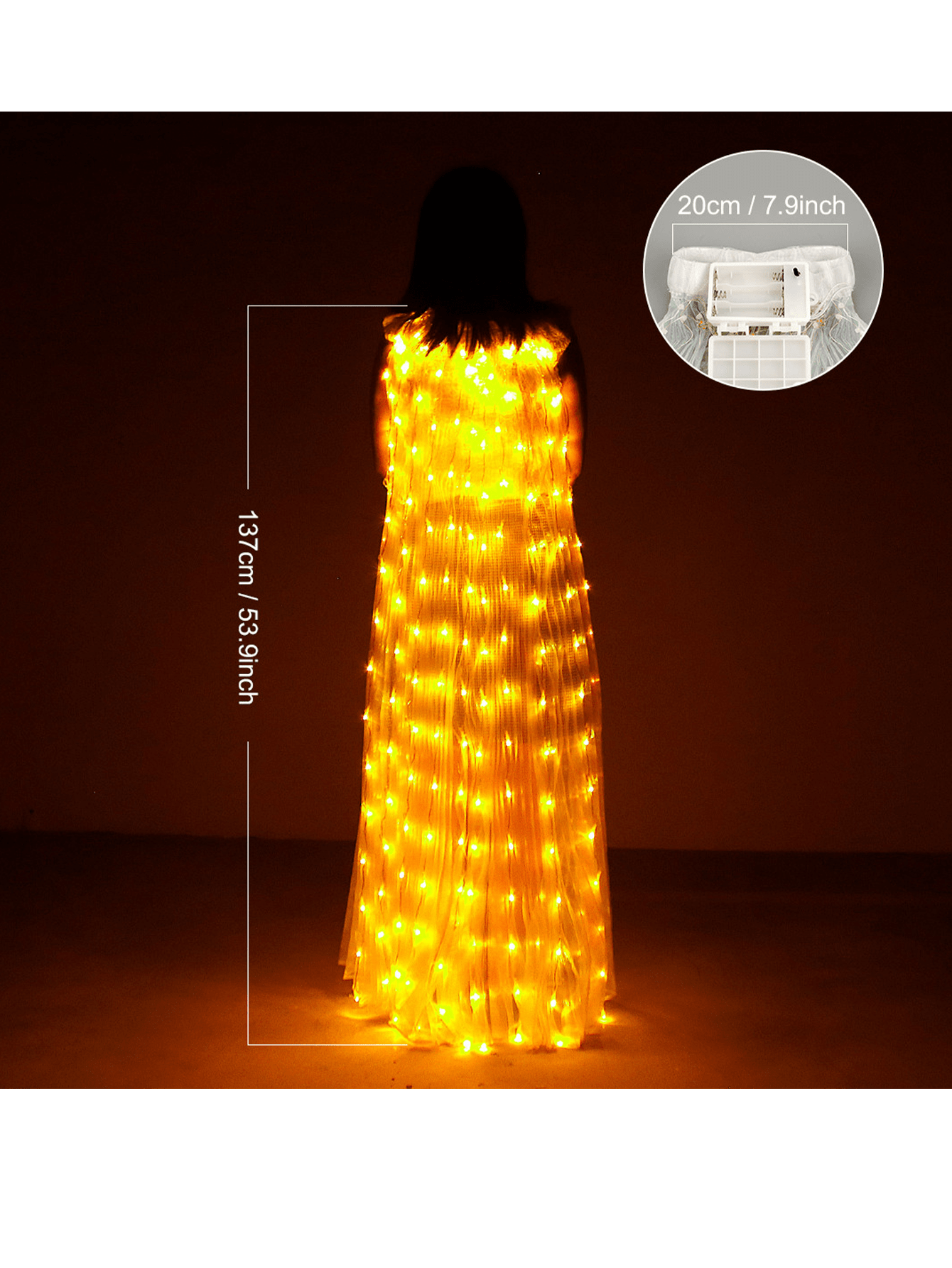 Adult Yellow Big Bead Led Light-up Belly Dance Wings, Perfect For ...