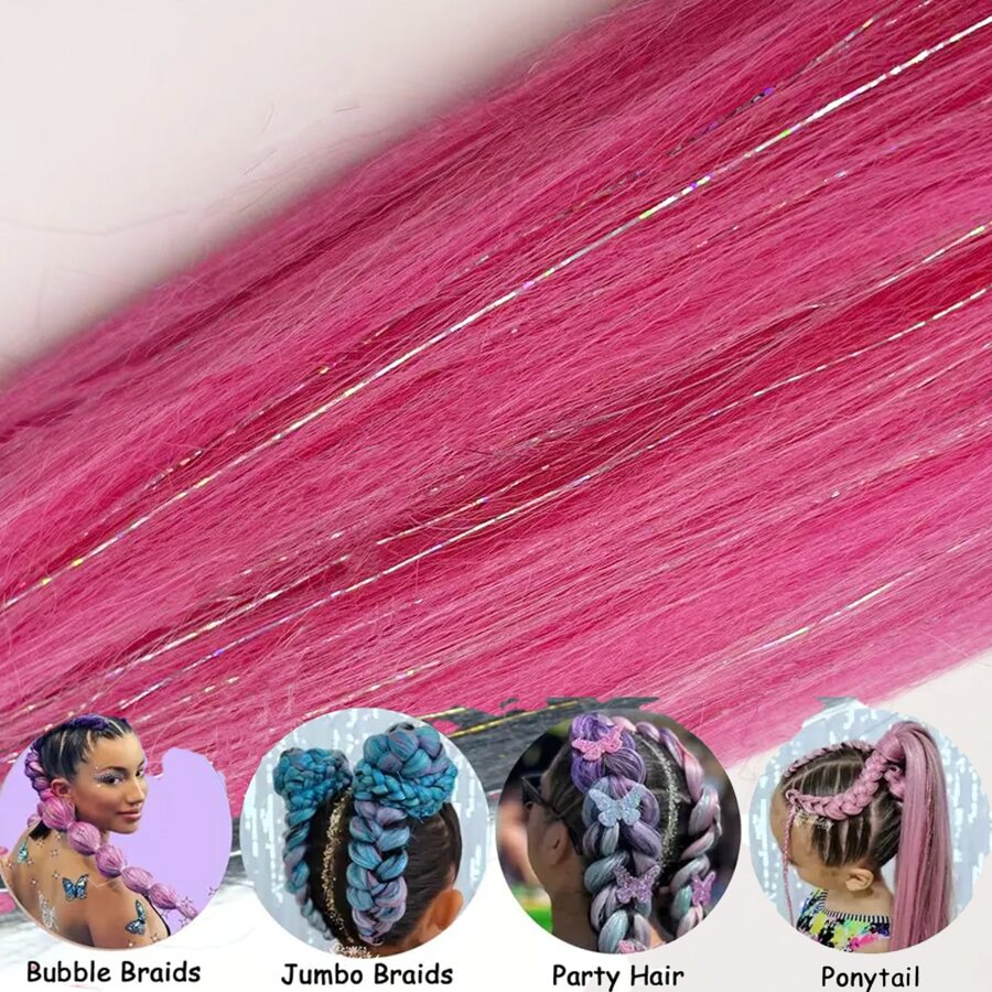 Pre streched Braiding Hair within Sparkling Tinsel Hair Extensions Soft ...