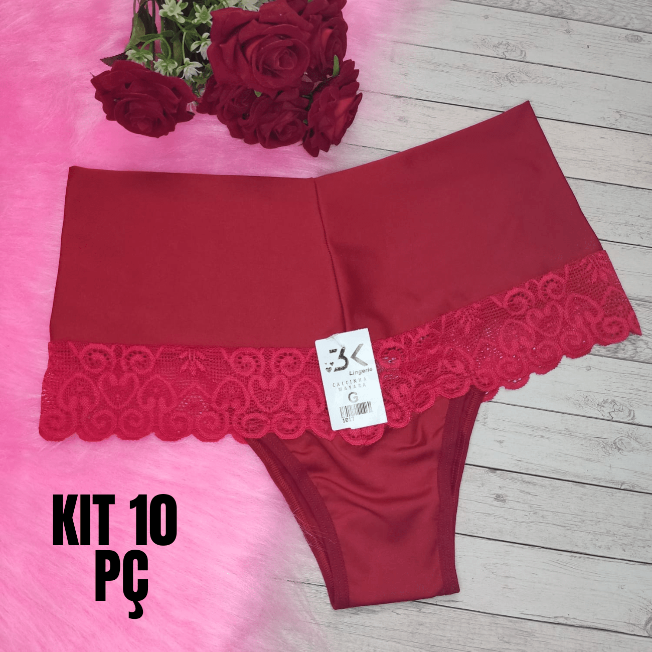 KIT 10 CALCINHAS CINTURA ALTA APERTA BARRIGA CÓS DUPLO RENDA FORRO DE ...