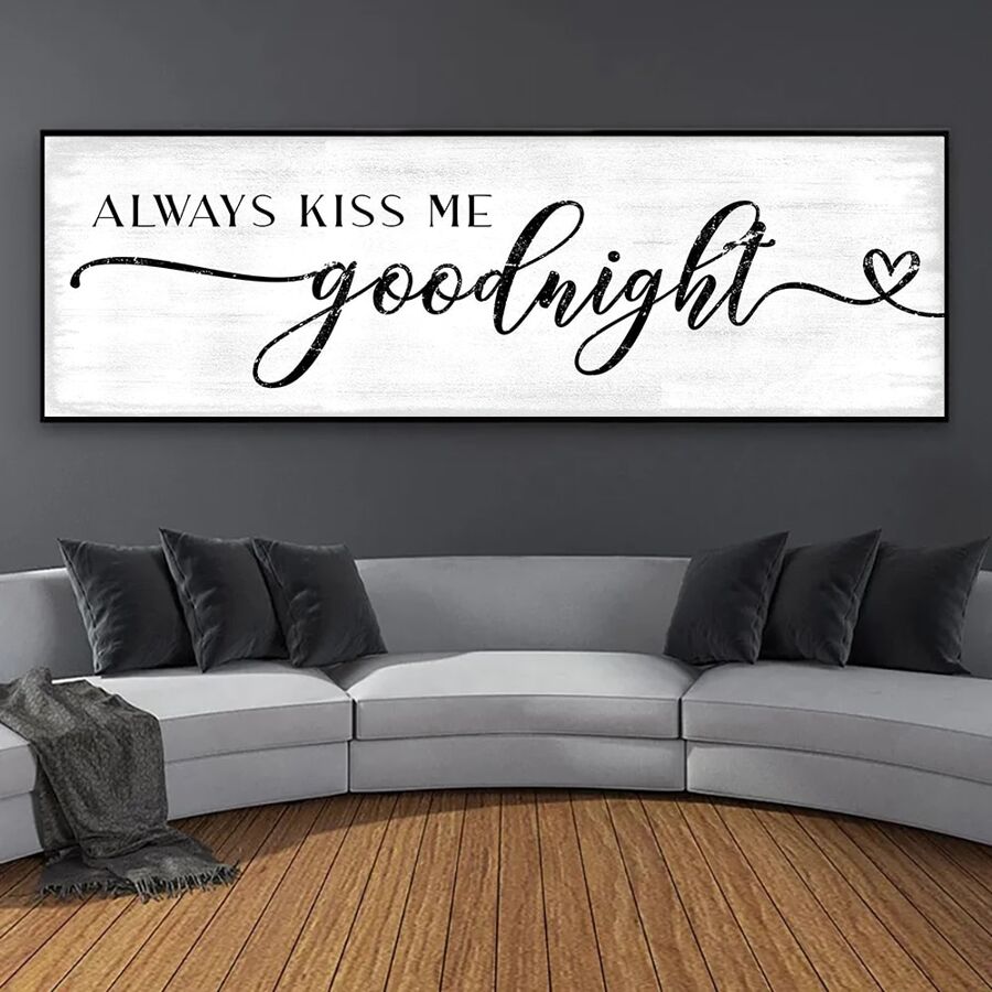 1 pc Line Art Always Goodnight Canvas Poster Large Size Love Quote Wall ...
