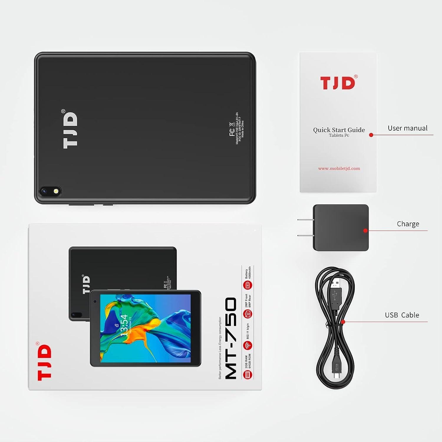 TJD Tablet 7.5 Inch, Android 12.0 Smart Tablets 64GB Storage 512GB ...