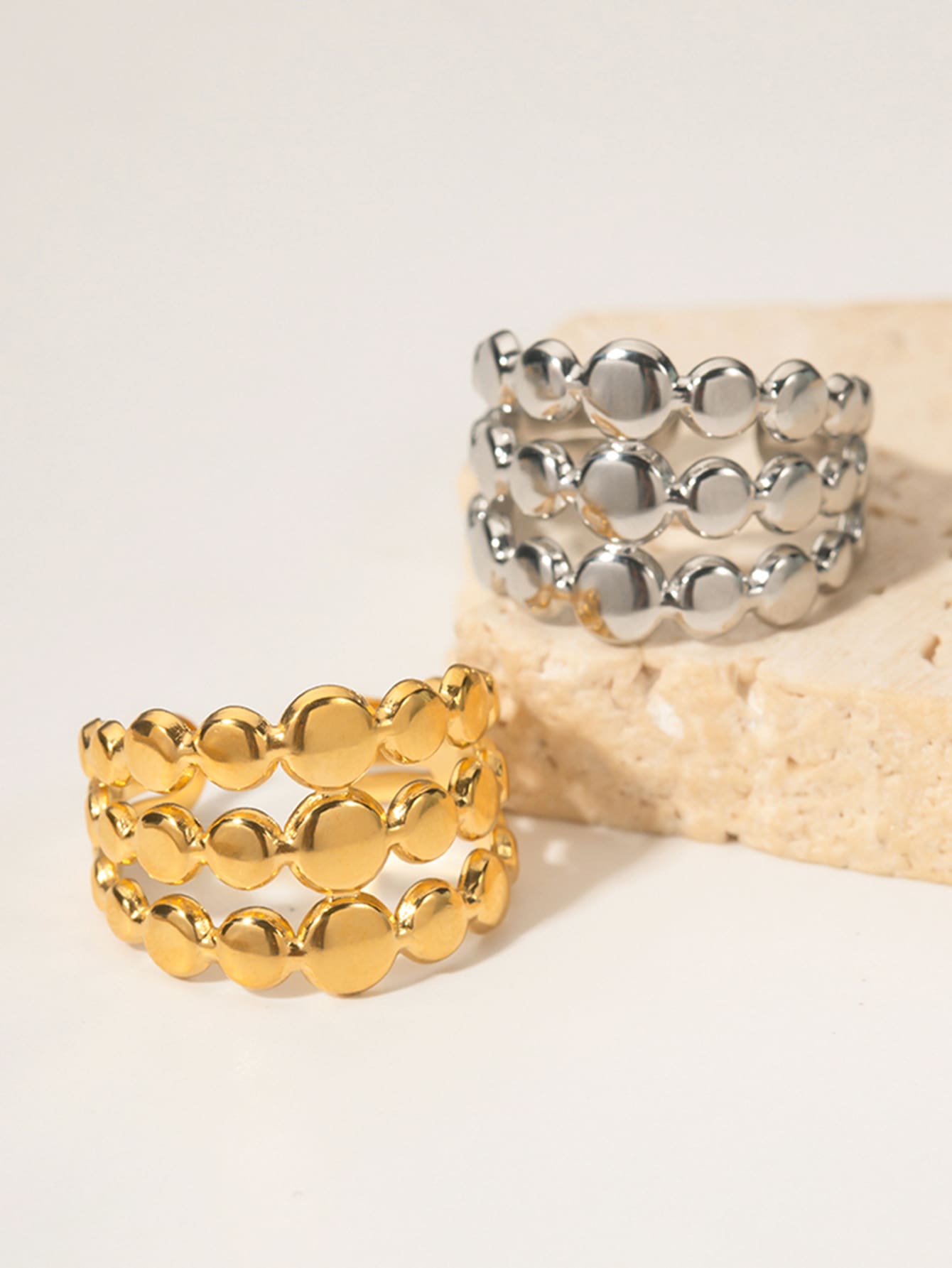 Uworld 1pc Round Decor Cuff Open Ring Waterproof 18K Gold Silver Plated ...