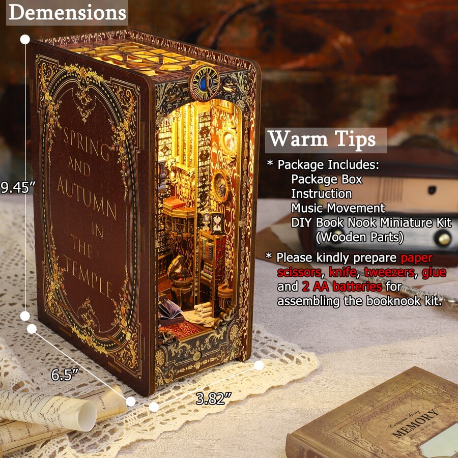 DIY Book Nook Miniature Kit, Booknook Dollhouse Bookshelf Insert with ...