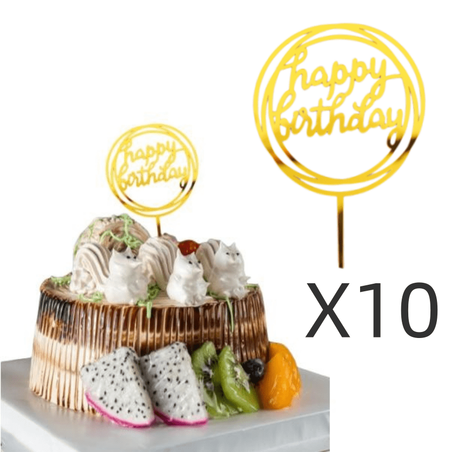 10pcs Happy Birthday Cake Toppers - Acrylic Cake Inserts for Birthday ...