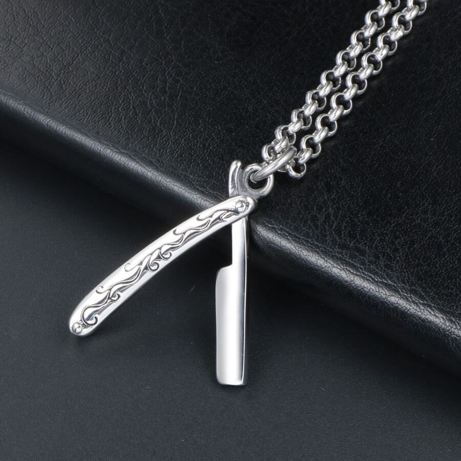 1pc Simple And Stylish Barber Razor Necklace, Stainless Steel ...