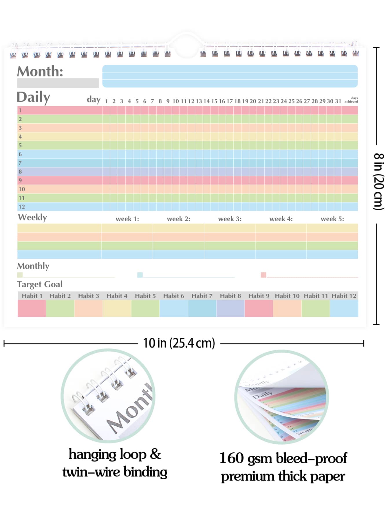Habit Tracker Calendar & To Do List Planner, Spiral Bound Habit Tracker ...