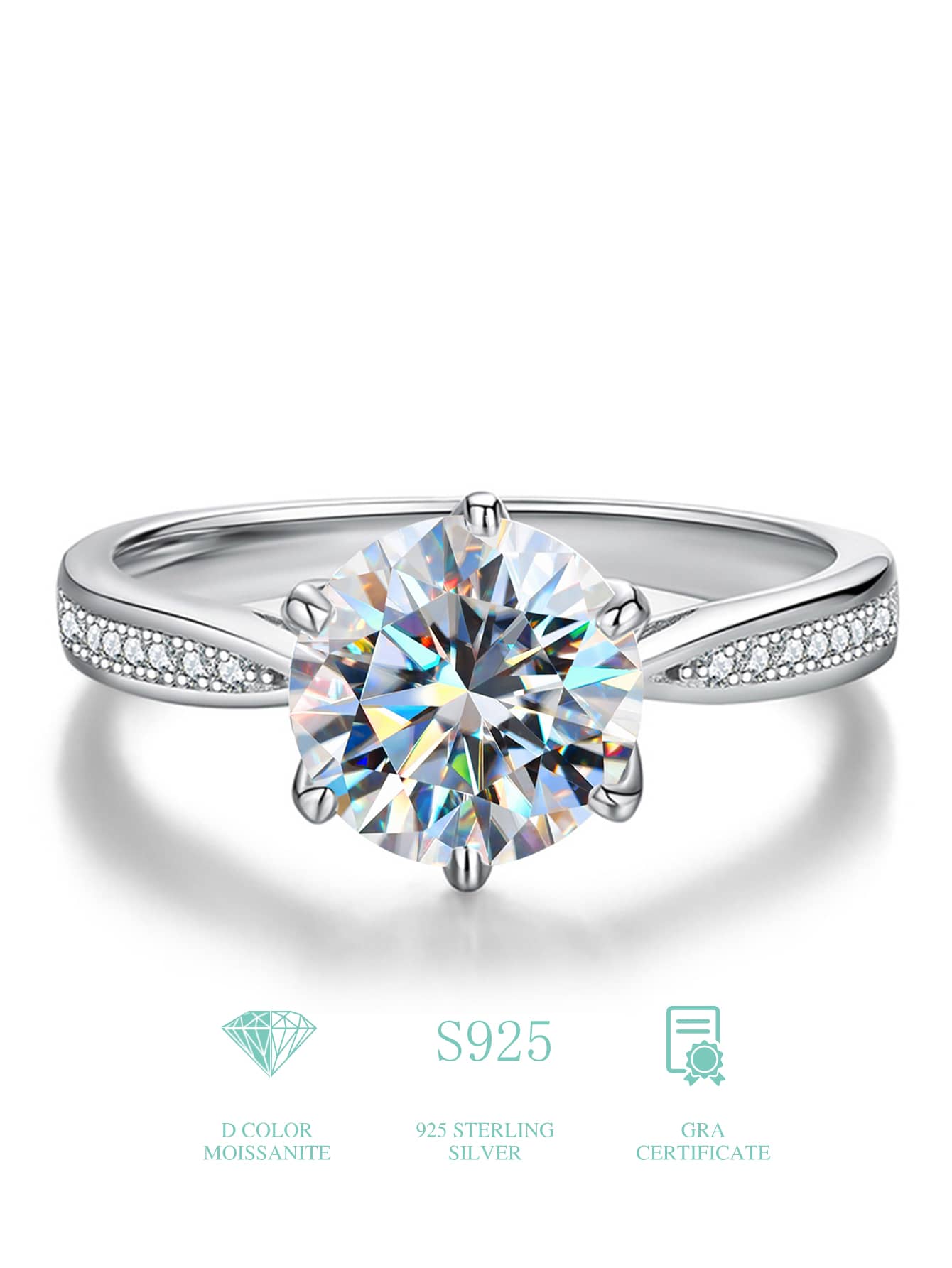 1枚莫桑石訂婚戒指女款s925純銀永恆戒指承諾戒指紀念戒指,豪華珠寶禮物新娘珠寶 | SHEIN台灣