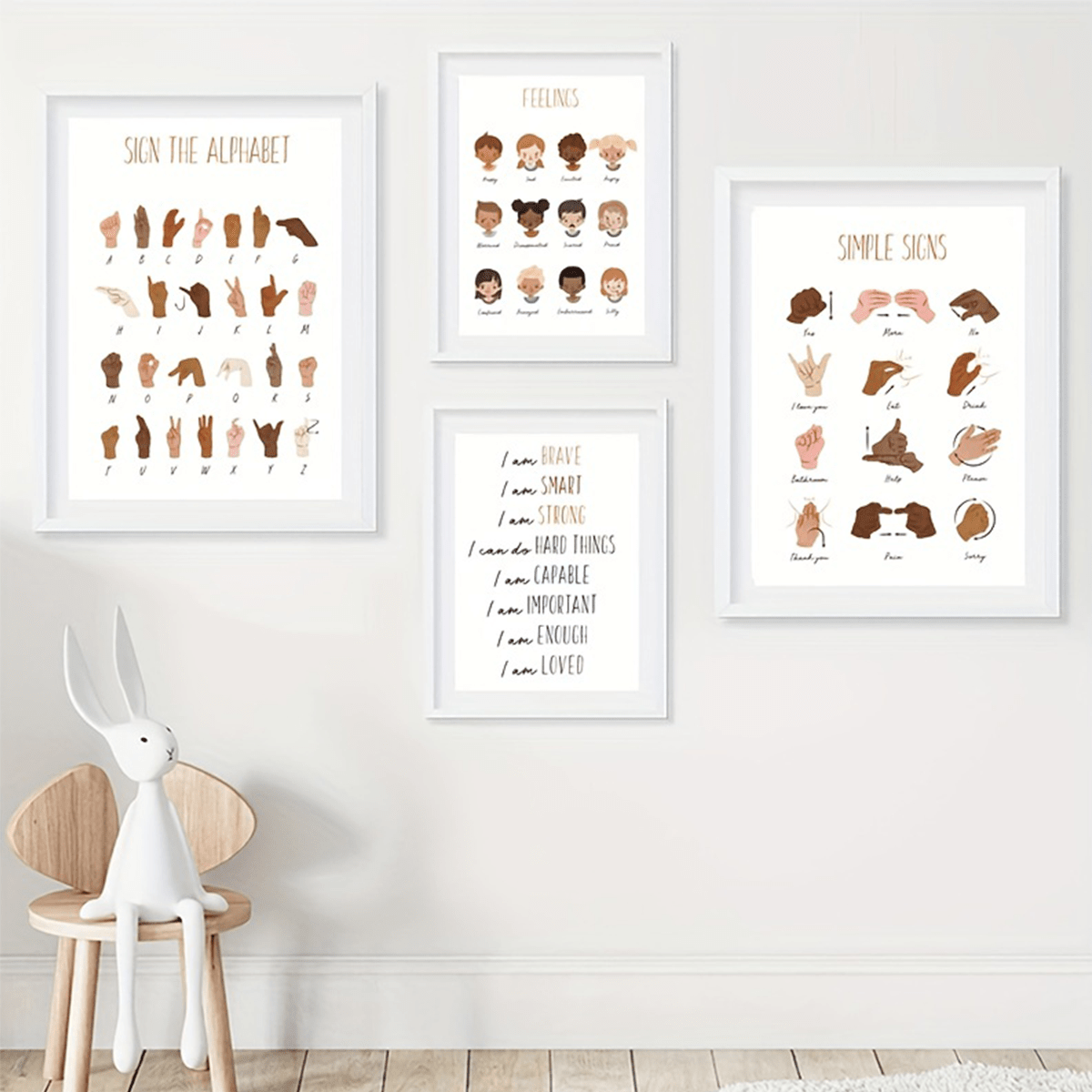 1pc Cartoon Asl Alphabet & Number Educational Art Learning Poster ...