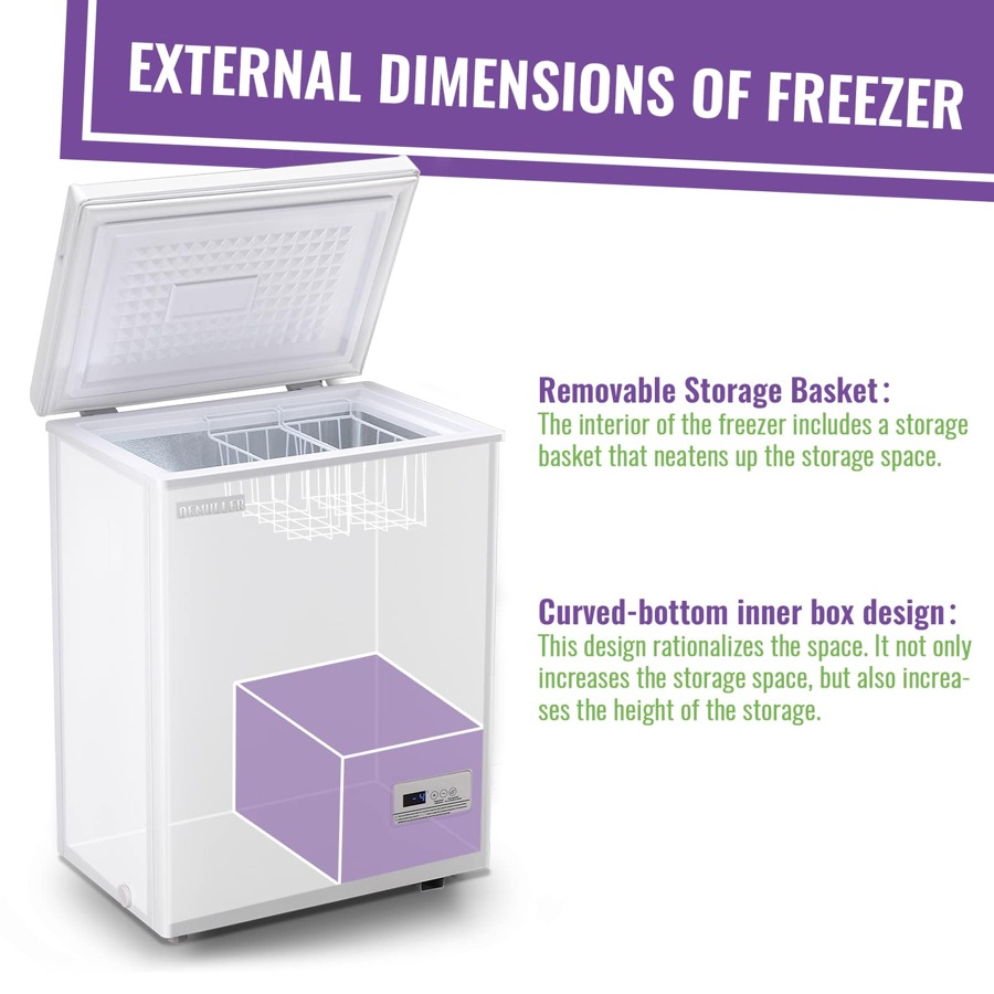 DEMULLER 3.5 Cubic Feet Deep Chest Freezer Mini Freezer With Electronic ...