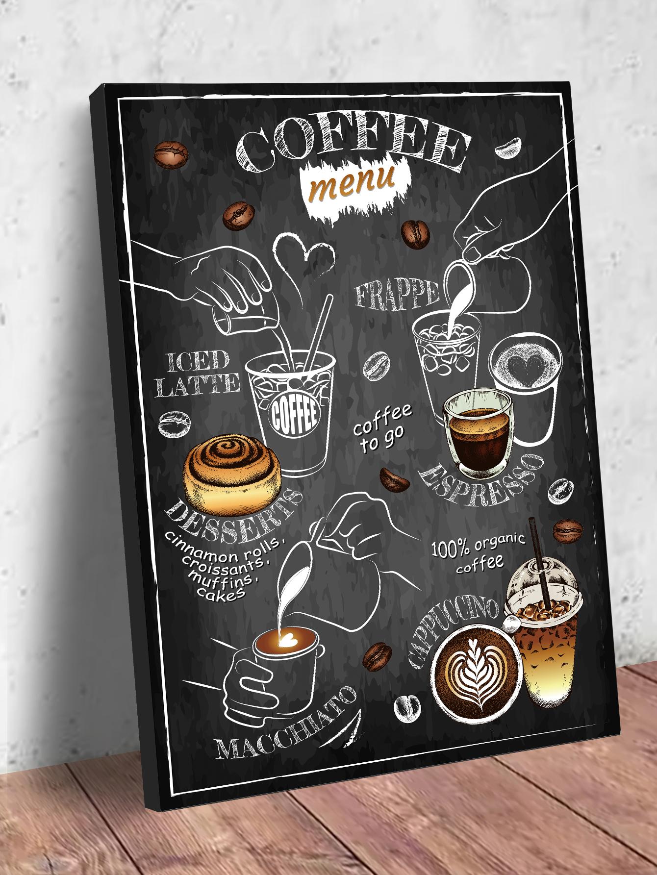 1pc Coffee Poster With Frame For Coffee Shop Decoration, Restaurant ...