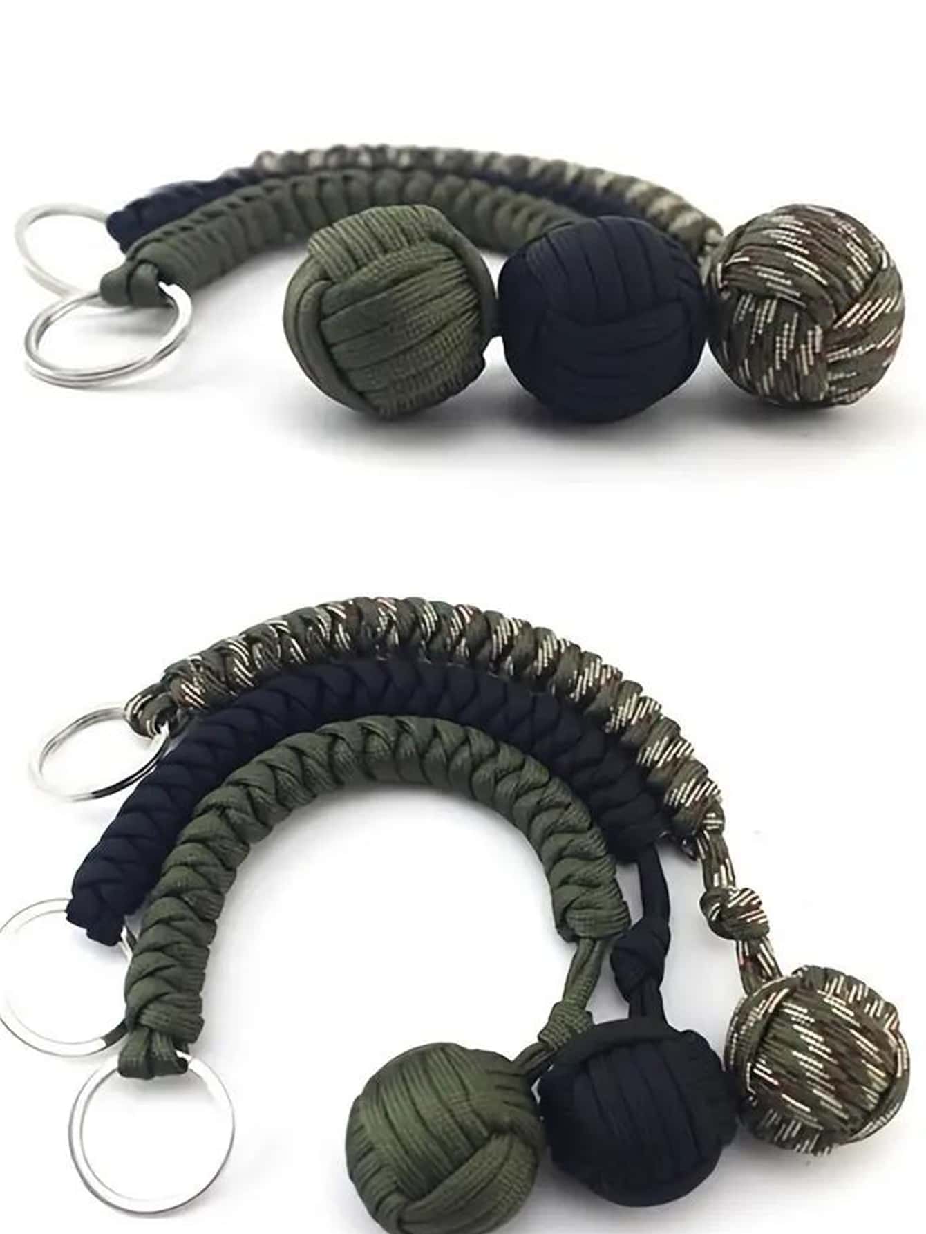 1pc Outdoor Monkey Fist Keychain With Braided Knot For Self-defense And ...