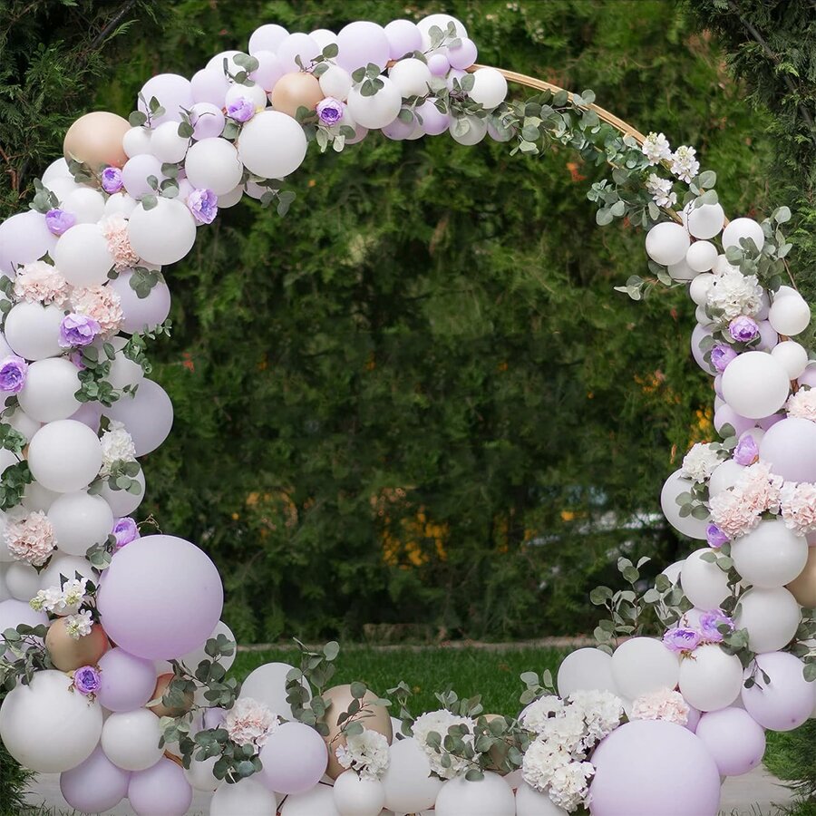 6FT Round Backdrop Stand Gold Circle Balloon Arch Frame Metal For ...