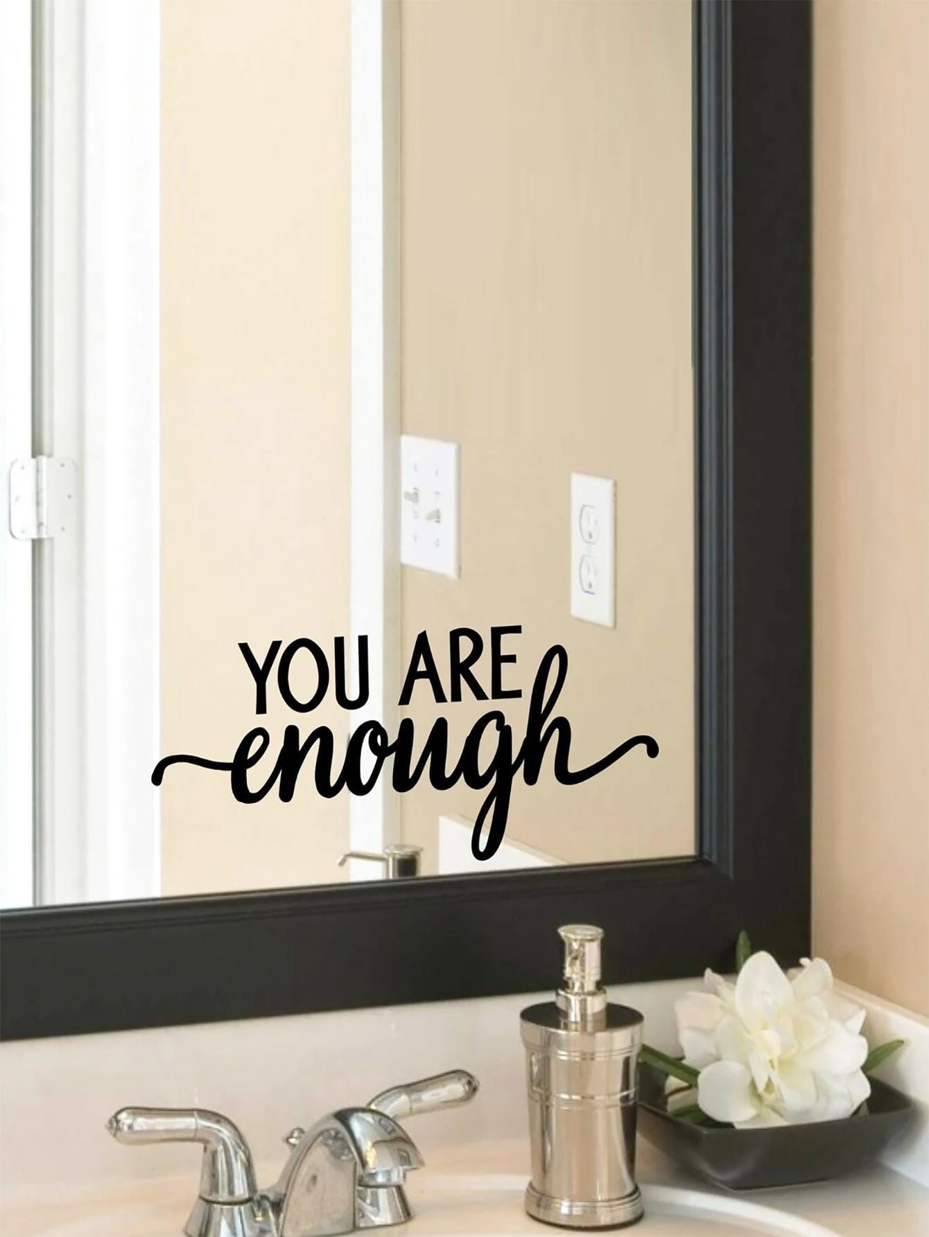 1pc Black Pvc Mirror Sticker, With Positive Motivational Quote 'you Are ...