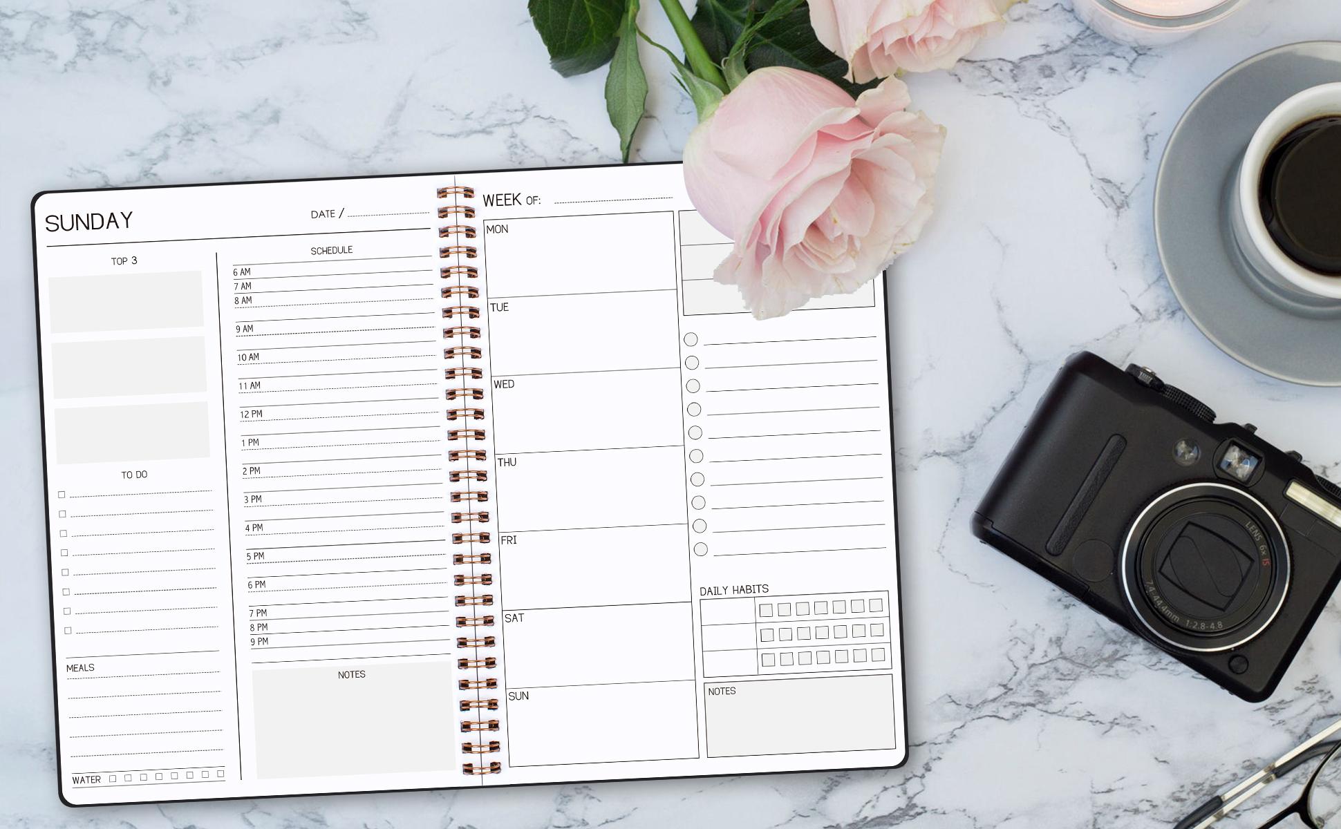 Daily Weekly Planner Notebook 7 Day Work Planner Agenda Undated ...