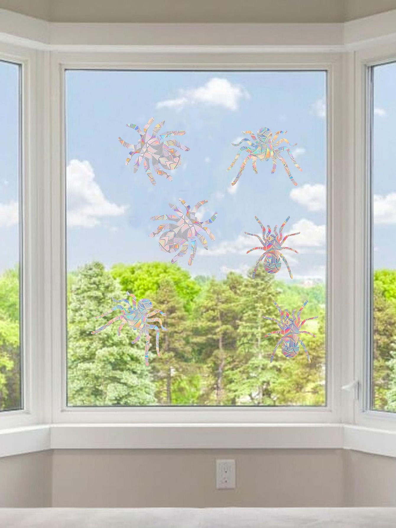 6pcs Spider Shaped Window Clings | SHEIN USA
