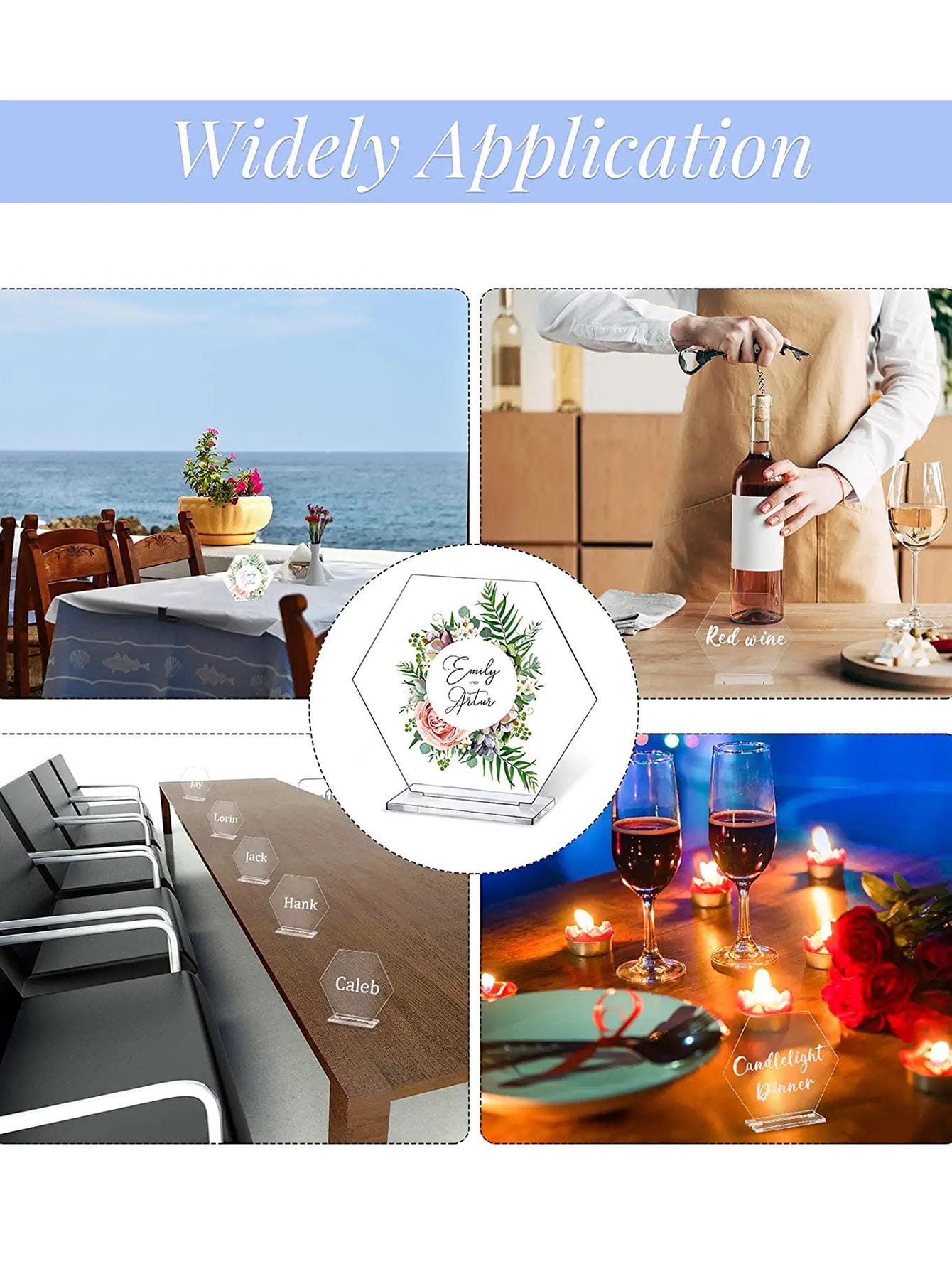 18 Hexagon Shaped Clear Acrylic Blank Wedding Table Numbers And Bases ...