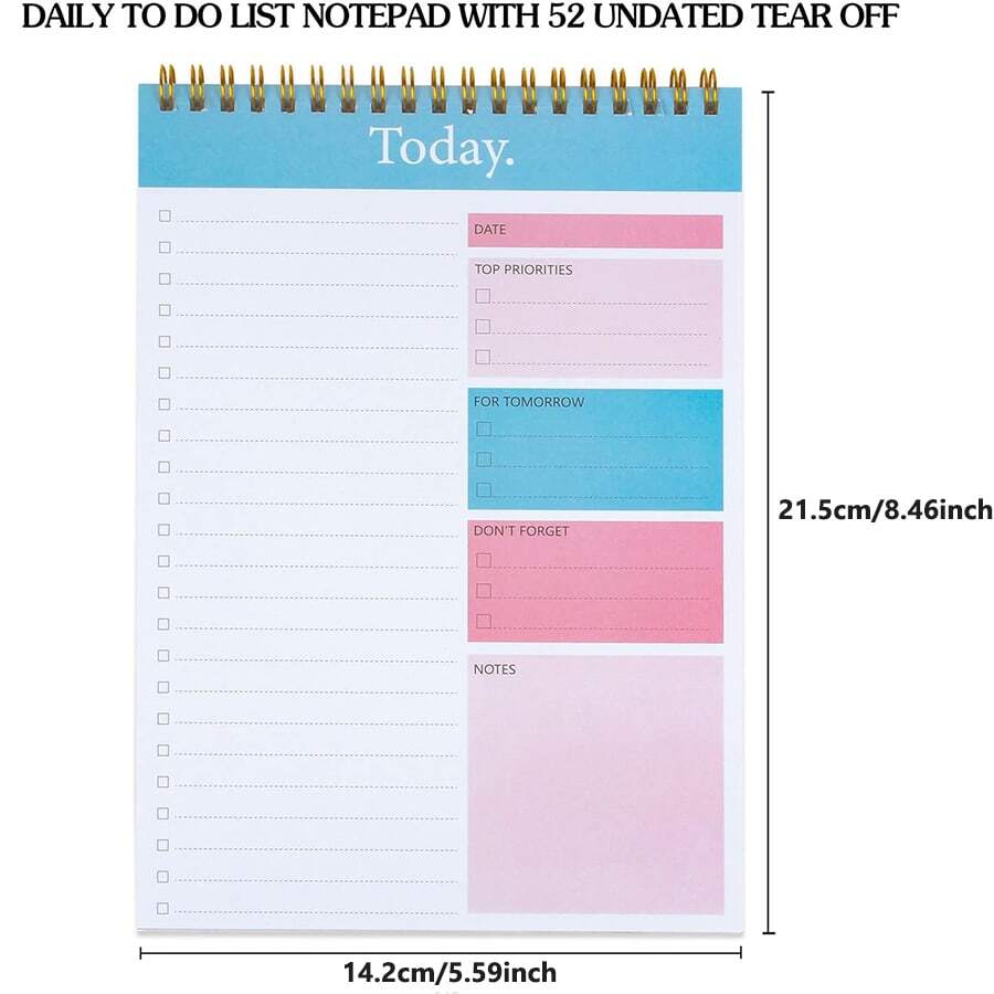 To Do List Notepad - Daily Planner Notepad Undated 45 sheets for double ...