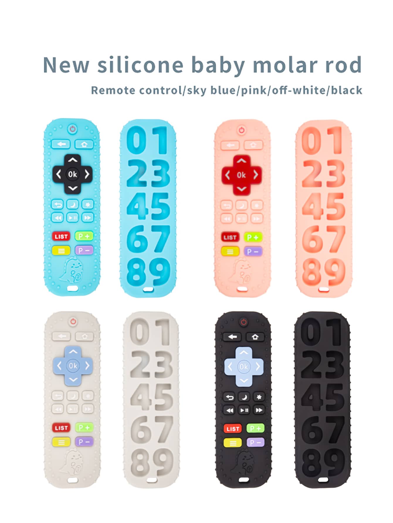 New Colorful Baby Tv Remote Control Silicone Teether, Cute Dinosaur ...