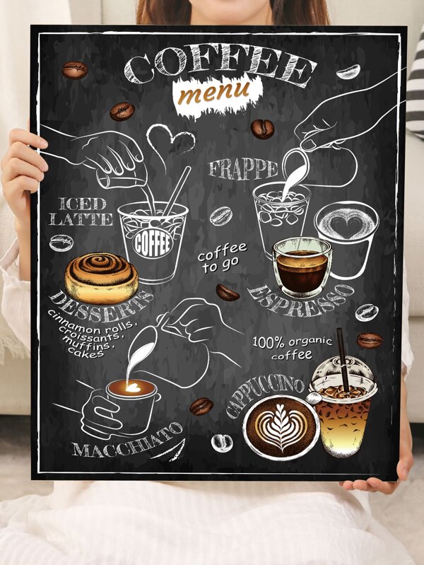 1pc Coffee Poster With Frame For Coffee Shop Decoration, Restaurant ...