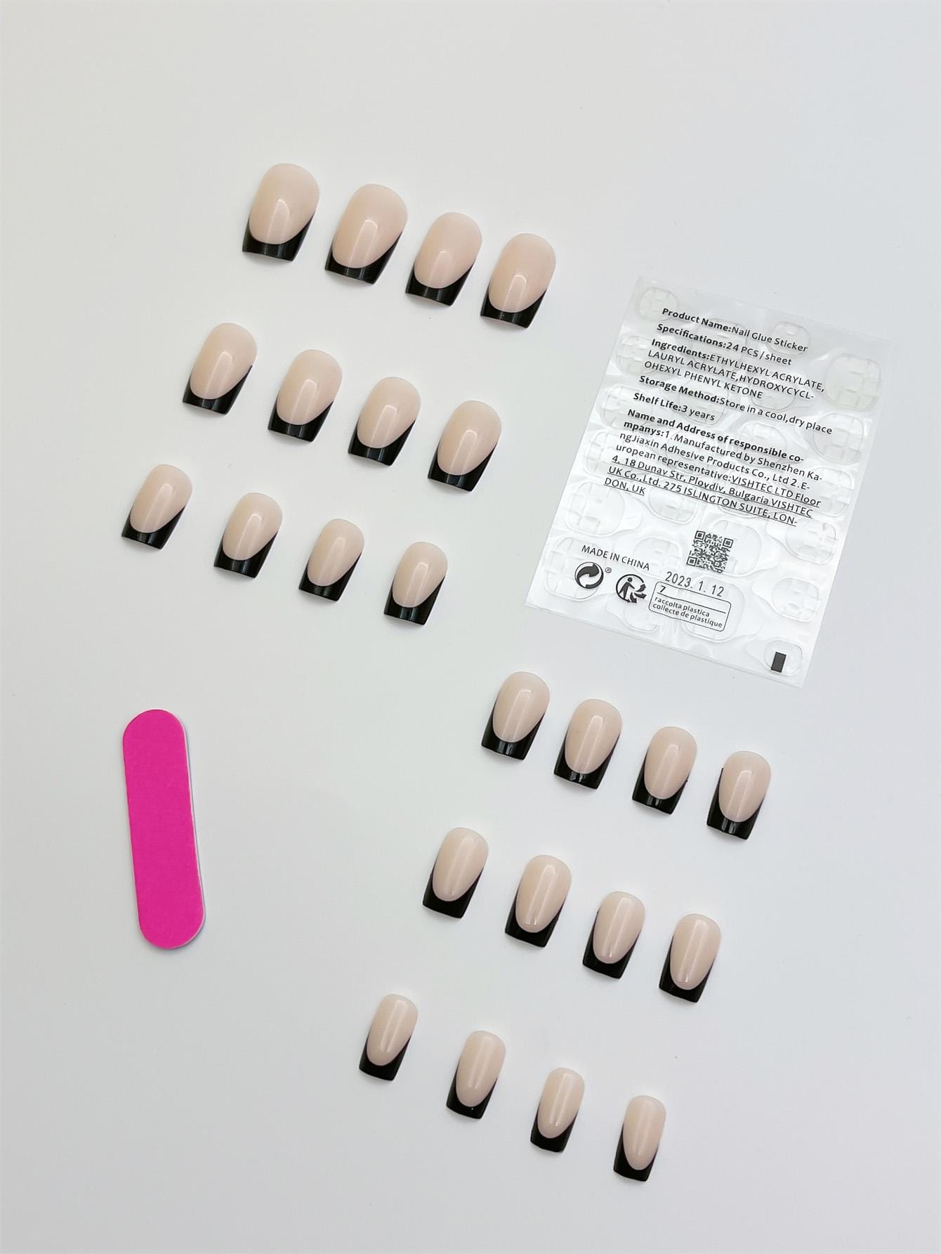 24pcs short square glossy painted nail patch+1 piece of jelly glue+1 ...