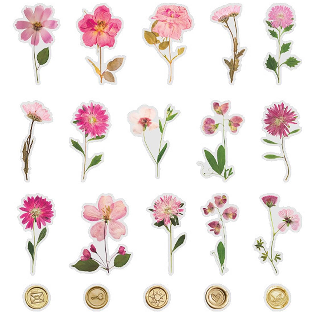 Dried Flower Sticker Pack, Wax Plant Hand Account Material Collage Pet ...