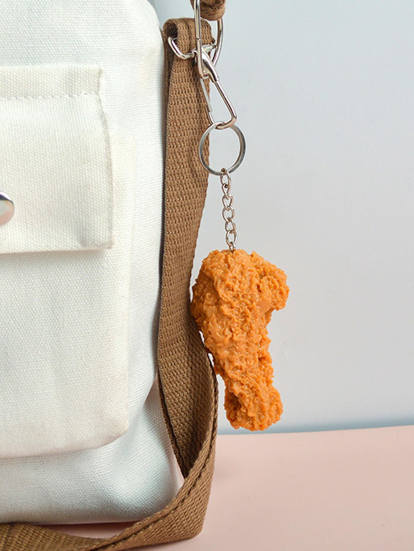 Cute Fried Chicken Leg Shaped Keychain, Pvc Simulated Food Model ...