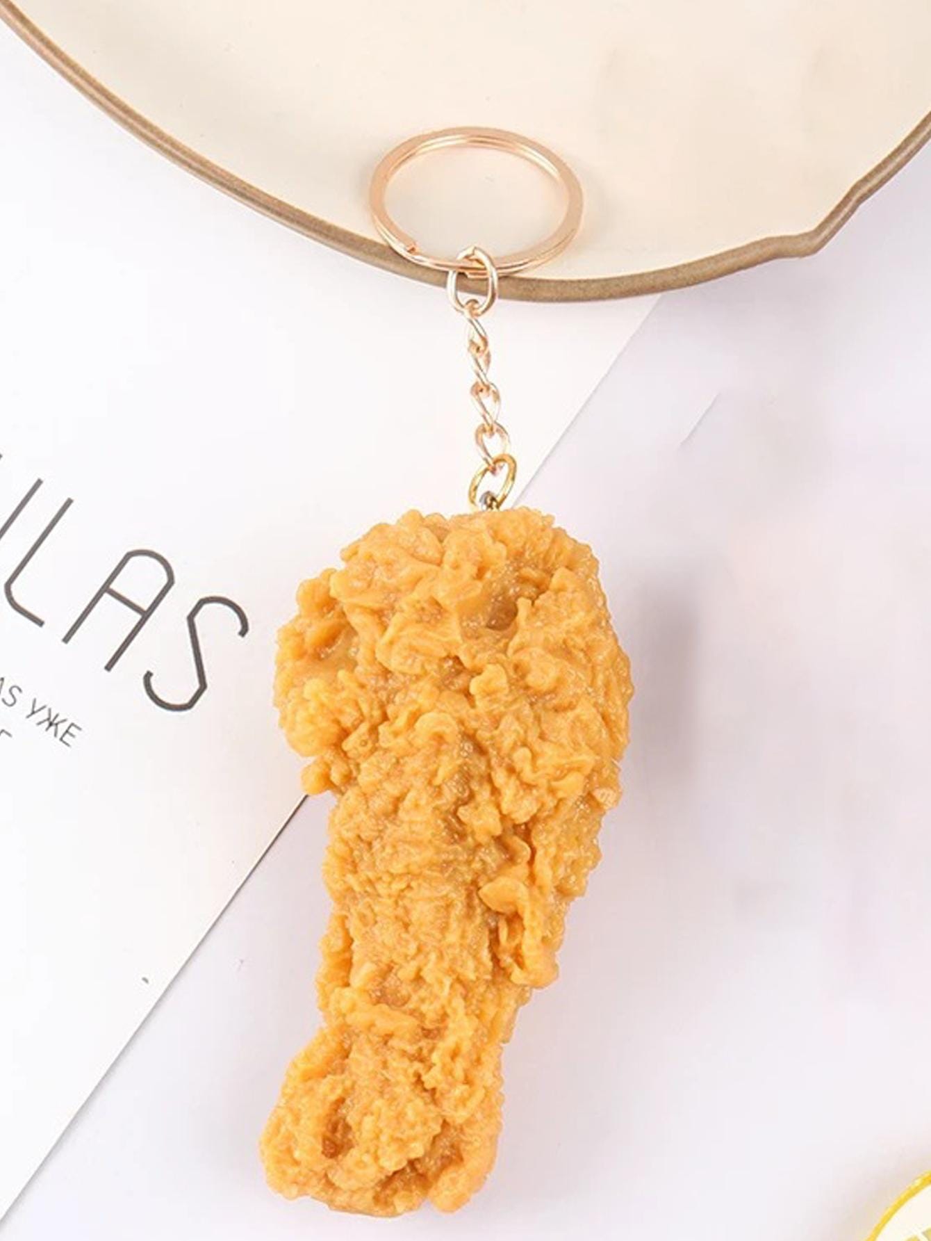 Cute Fried Chicken Leg Shaped Keychain, Pvc Simulated Food Model ...