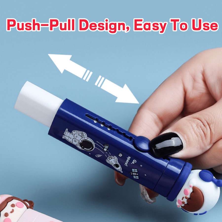 1pc Cartoon Creative Push-pull Eraser Box With 2 Eraser Refills, Non ...