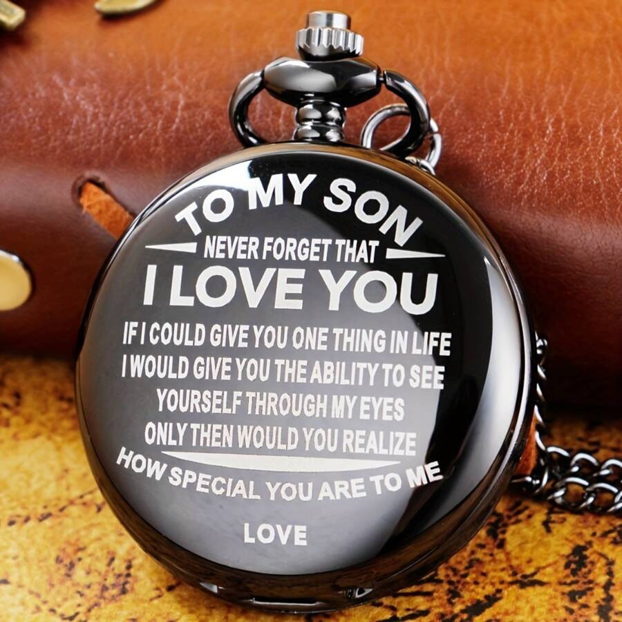 To My Son Quartz Pocket Watch Children I LOVE YOU Clock for Children's ...