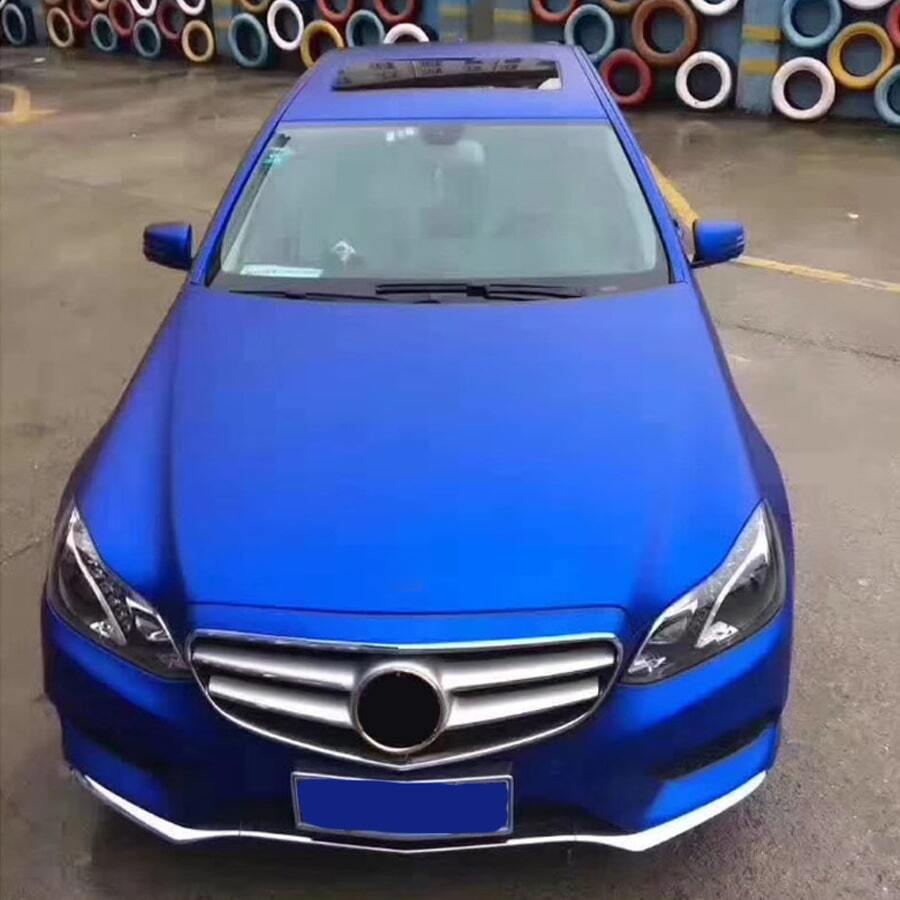 Matte Metallic Blue Vinyl Wrap Roll Adhesive Vehicle Car Wrapping Decal ...