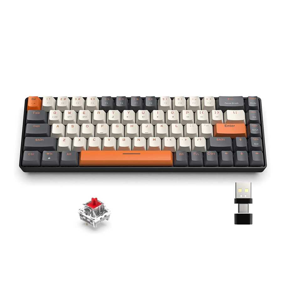 Wireless Mechanical Keyboard, Bluetooth 5.0/2.4GHz with Dual Mode 2-in ...