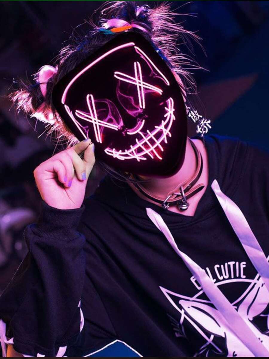 Halloween Neon Led Light Up Purge Mask For Masquerade Party, Glowing In ...