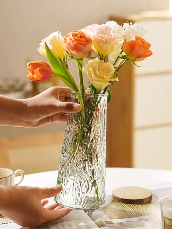 Embossed Glass Vase, Nordic Style Transparent Hydroponic Wealthy Bamboo ...