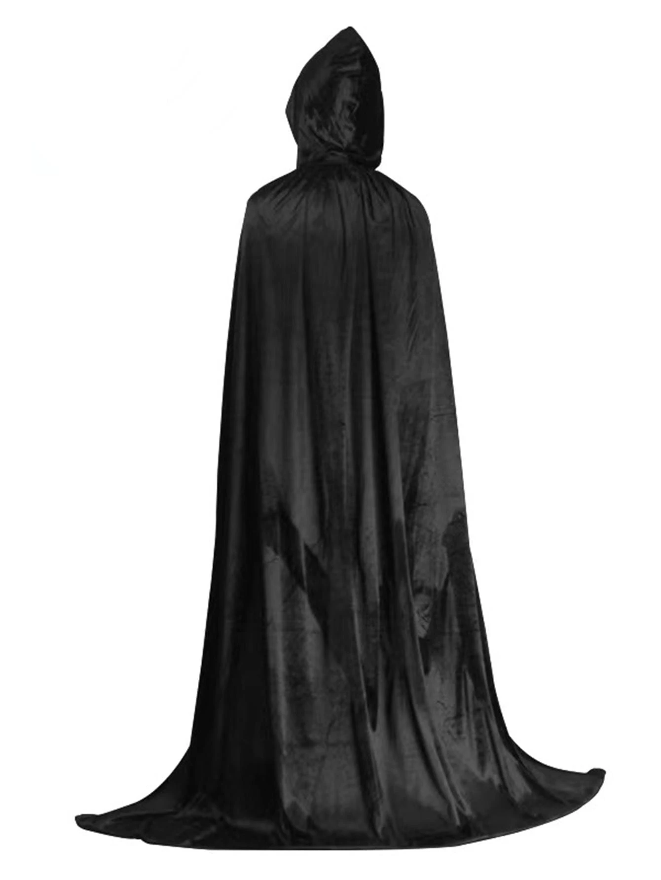 1pc Unisex Adult Black Halloween Velvet Cape With Hood, Suitable For ...