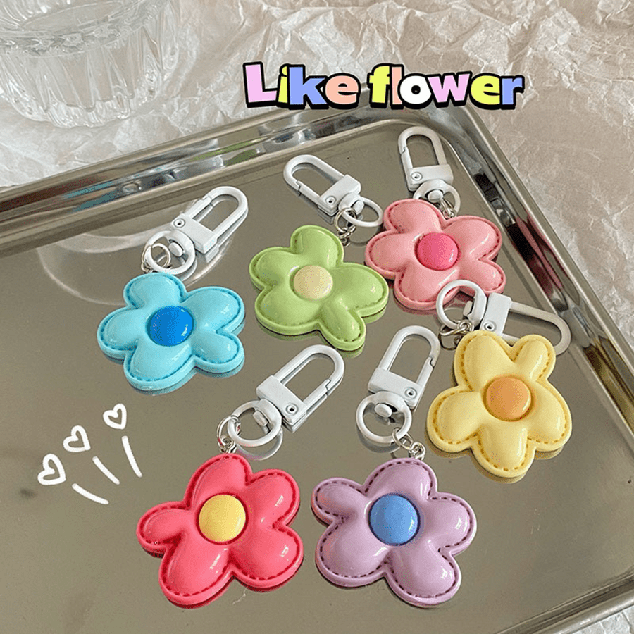 2pcs/set Random Colored Flower Keychains With Dopamine Accessory, Cute ...