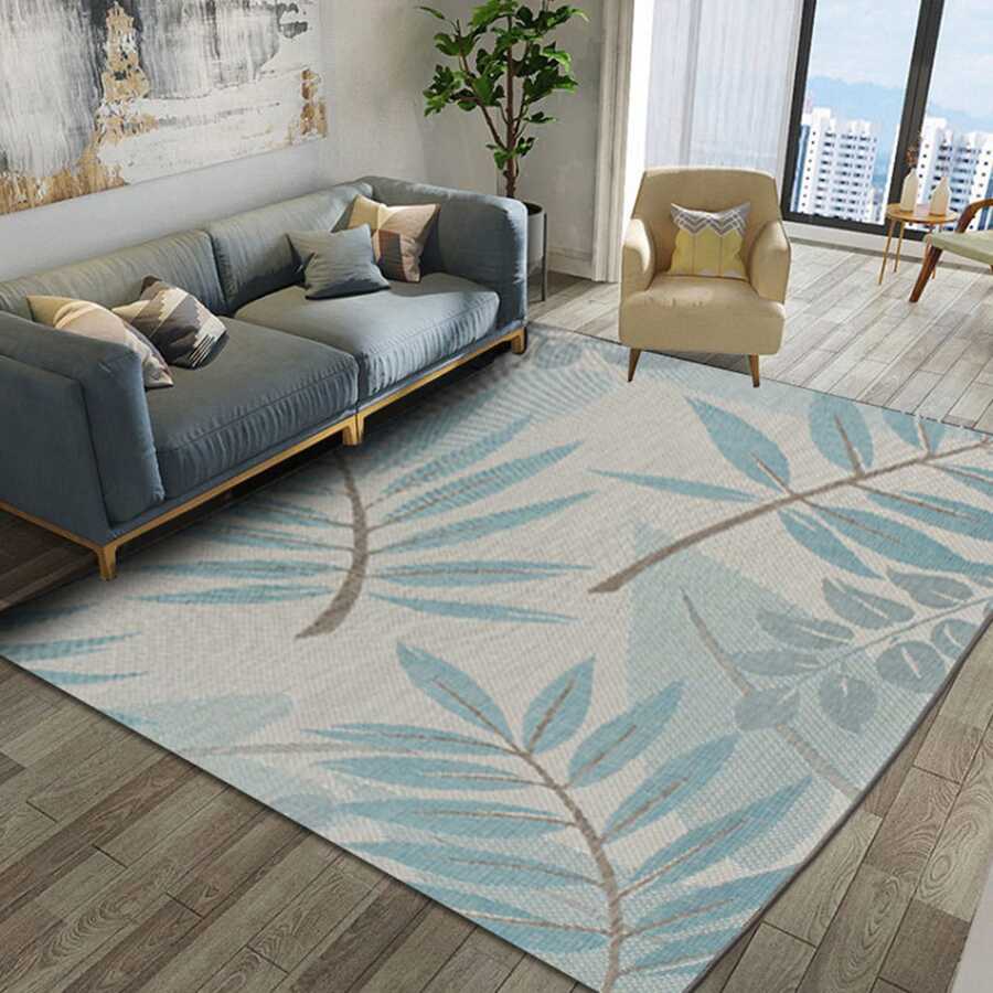 1pc FULL SIZE Leaf Pattern Living Room Carpet, Non-Slip Bedroom Carpet ...