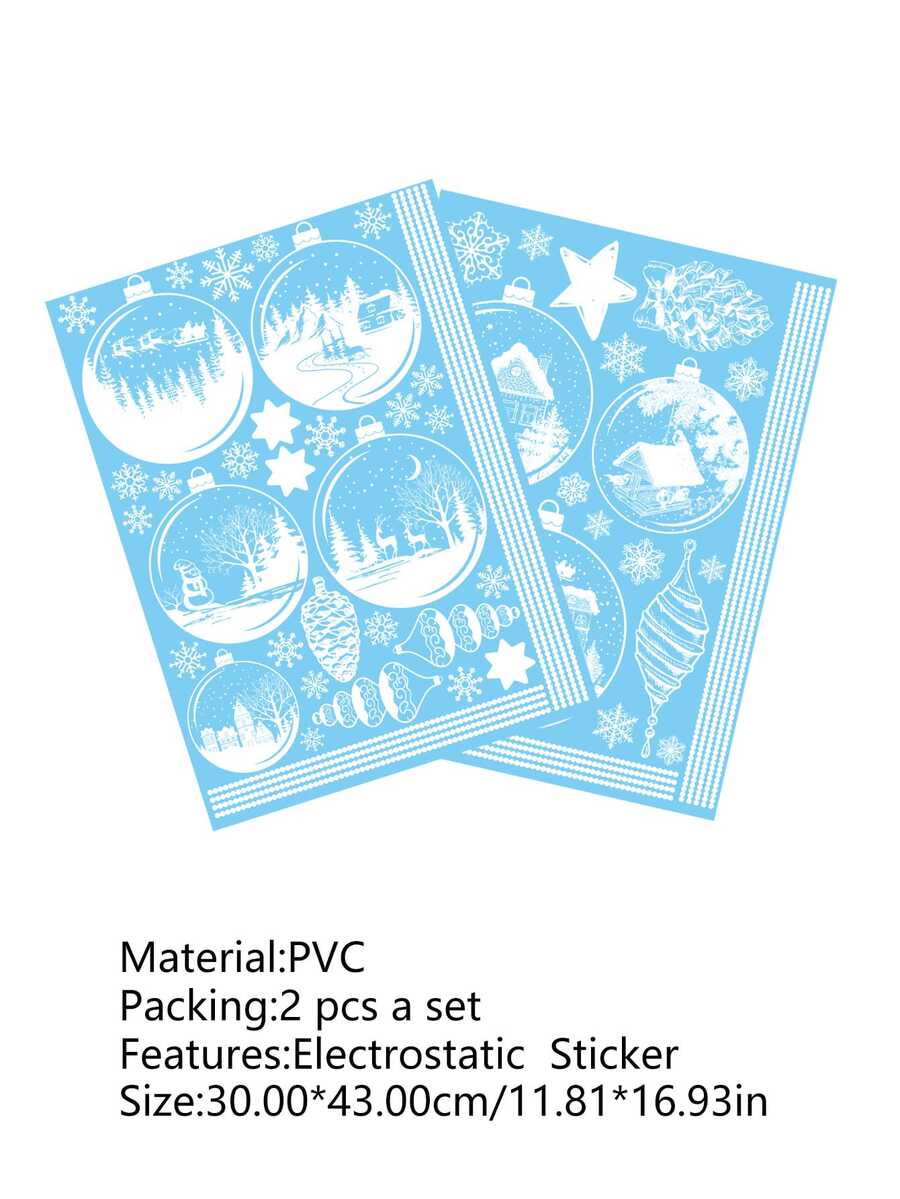 2pcs 30*43cm White Christmas Decorative Sticker | SHEIN USA