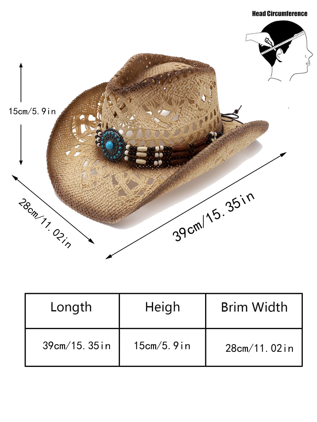 Straw Cowboy Hat For Women And Men With Shape-It Brim, Western Cowboy ...