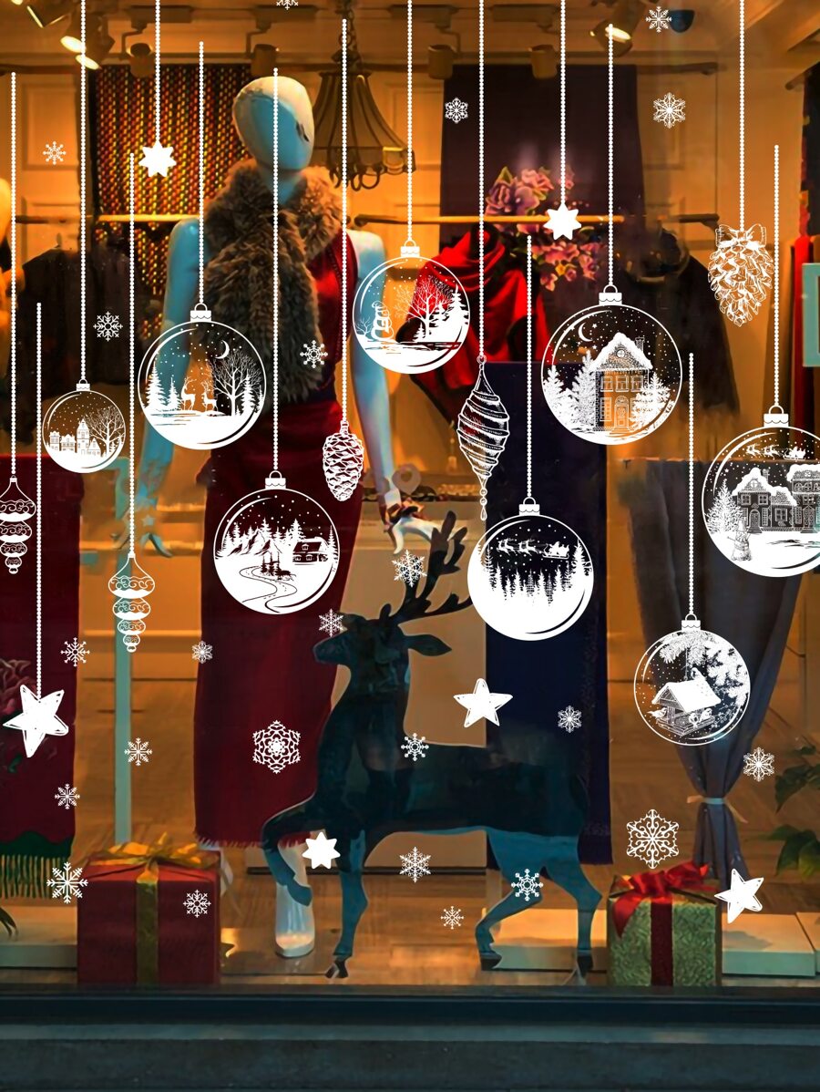 2pcs 30*43cm White Christmas Decorative Sticker | SHEIN USA