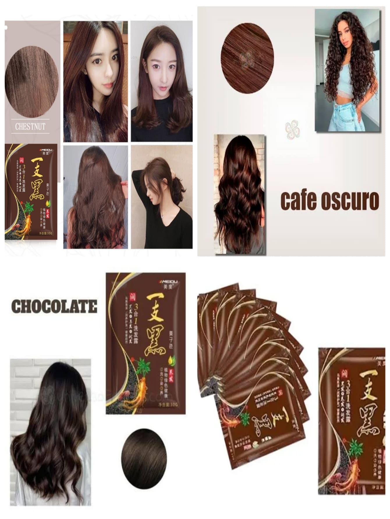 10 Ginger Shampoo Dye Covers Gray Hair Instant Root Various Colors ...