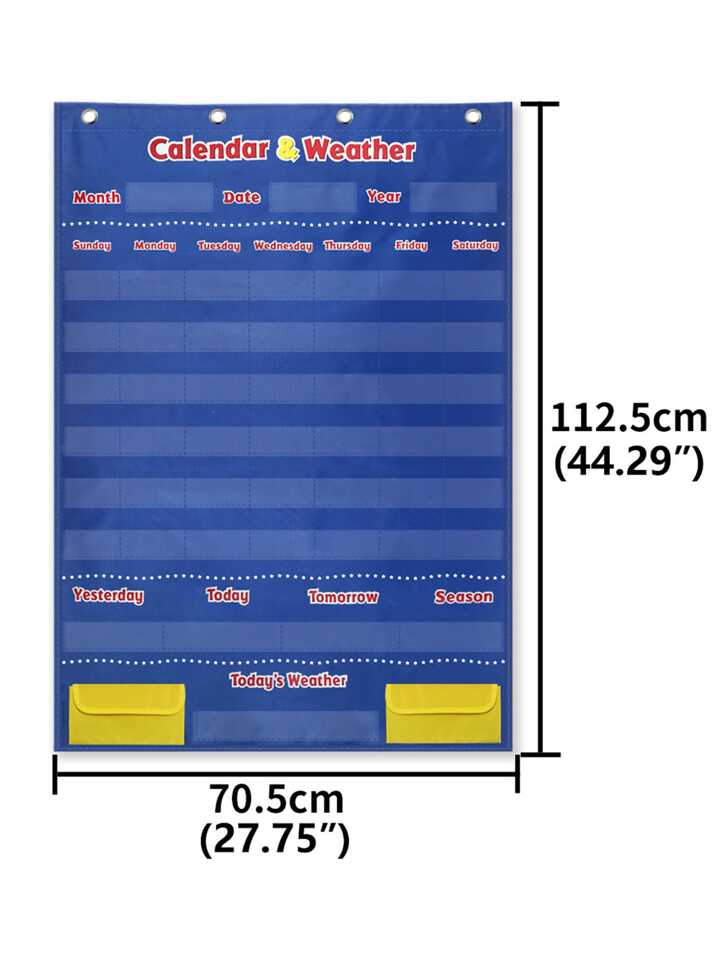 Weather Calendar With Pocket Chart And Cards, Educational Learning Kit ...