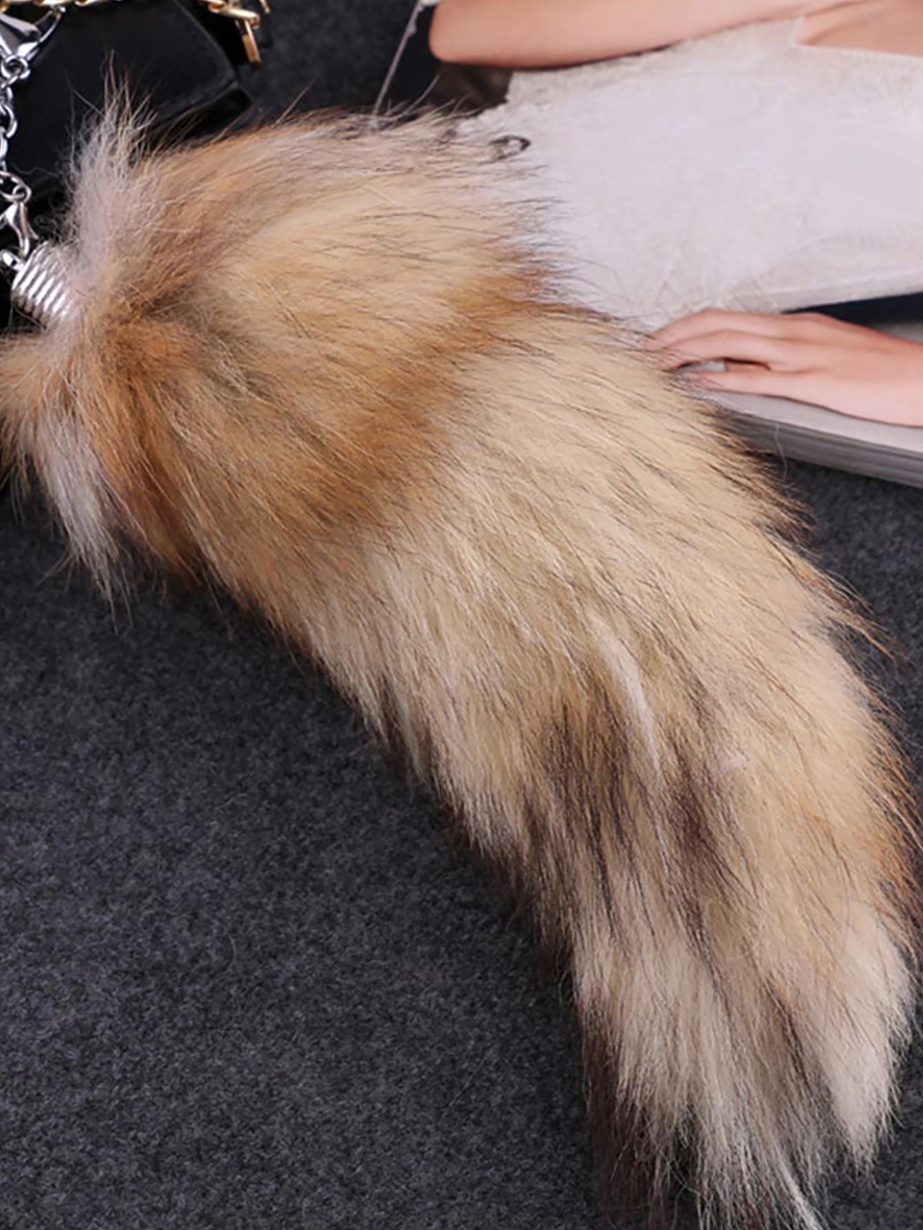 Fashion Plush Fox Tail Pendant Car Keychain Cute Fox Fur Tassel Pompom ...
