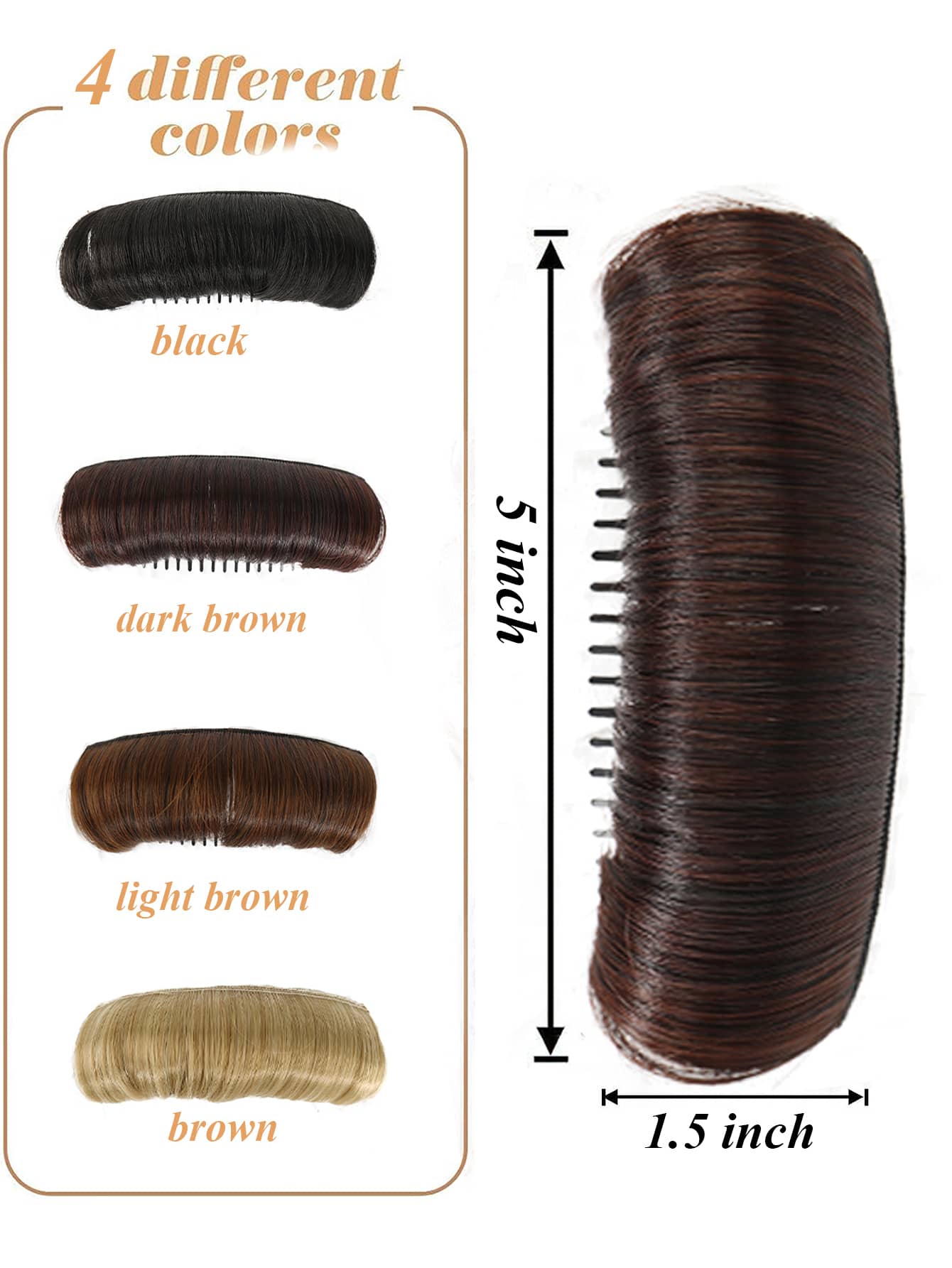 Synthetic Hair Invisible Bangs Pad High Straight Hair Up Comb False ...
