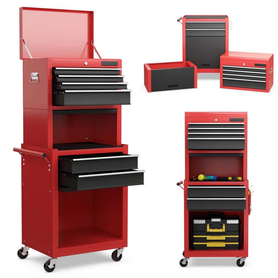Costway High Capacity 6-Drawer Rolling Tool Chest Storage Cabinet ...