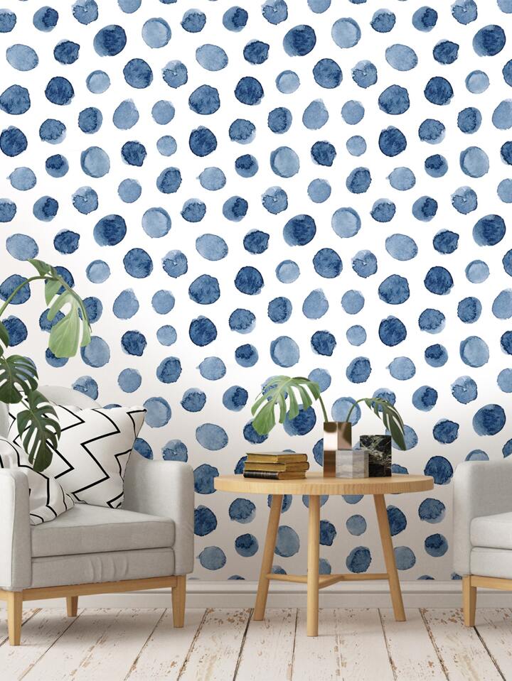 Blue White Polka Dot Wallpaper