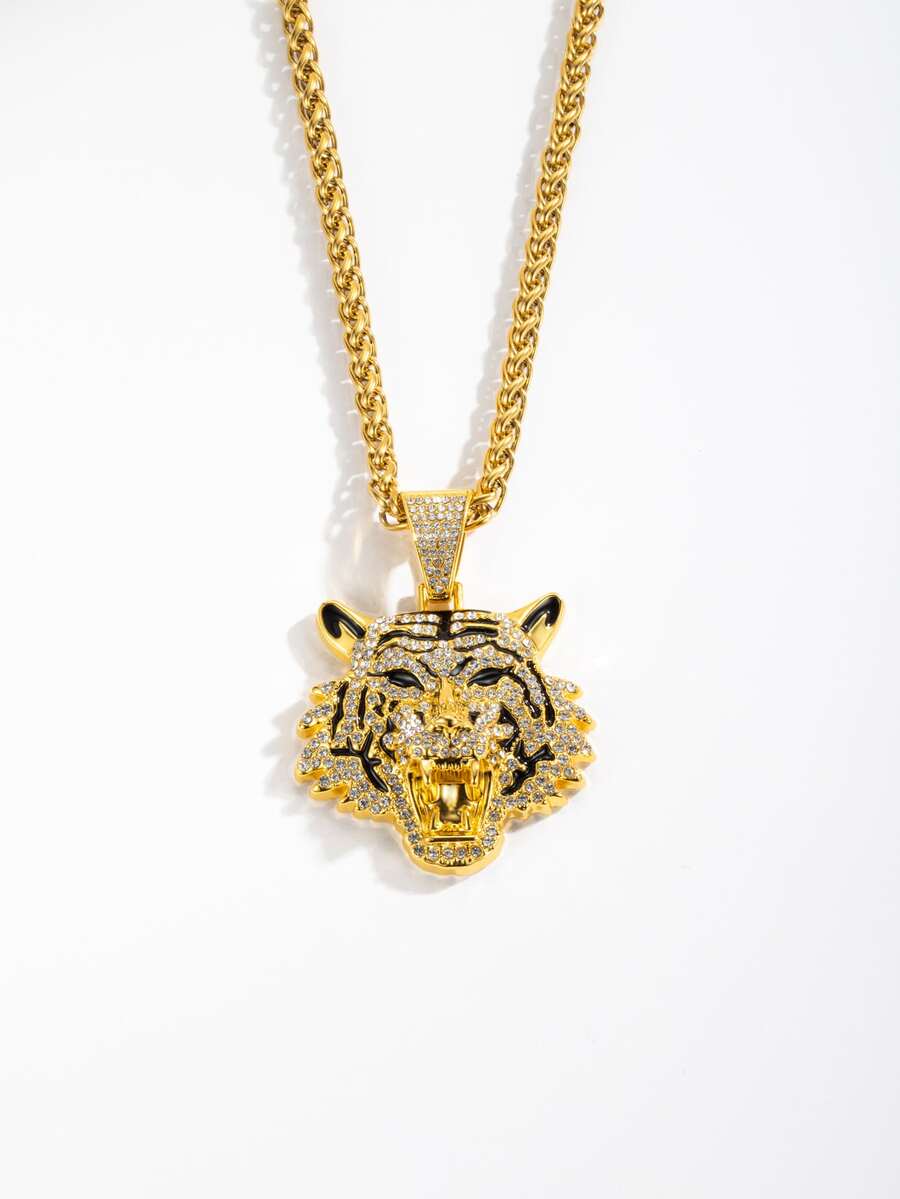 1 pc Fashion Style Different Chains Artificial Tiger Head Pendant ...